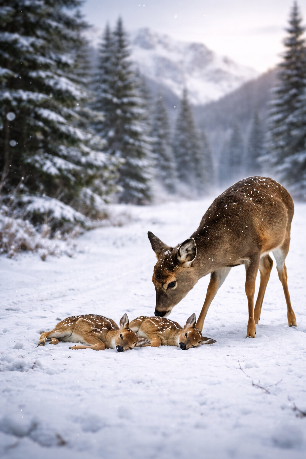 A Mother Deer and Her Fawns Found Hope in the Snow | A Rescue That ...